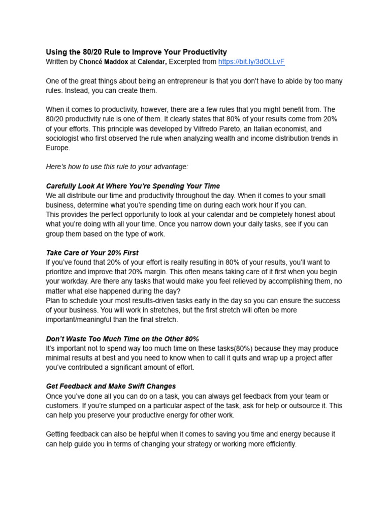 Using_the_80_20_Rule_to_Improve_Your_Productivity | PDF