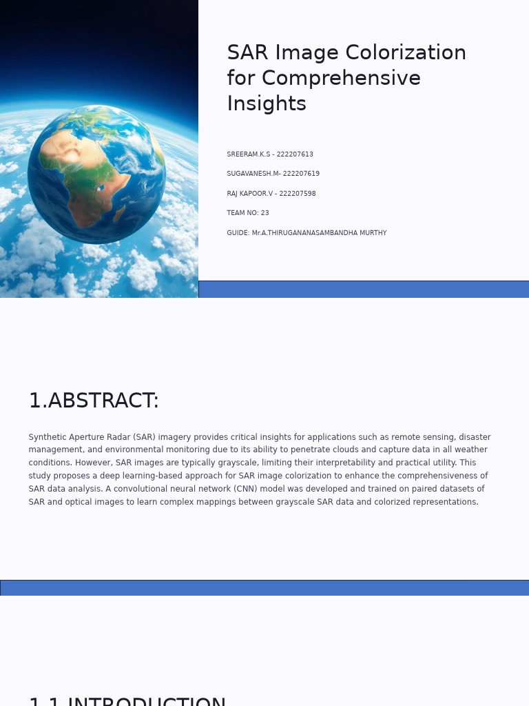 SAR Image Colorization via Deep Learning | PDF | Deep Learning | Image