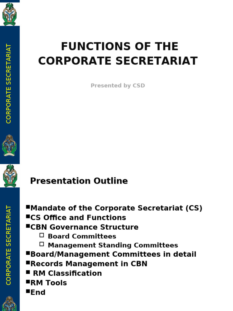 Corporate Secretariat Presentation 2016 | PDF | Committee | Internal ...