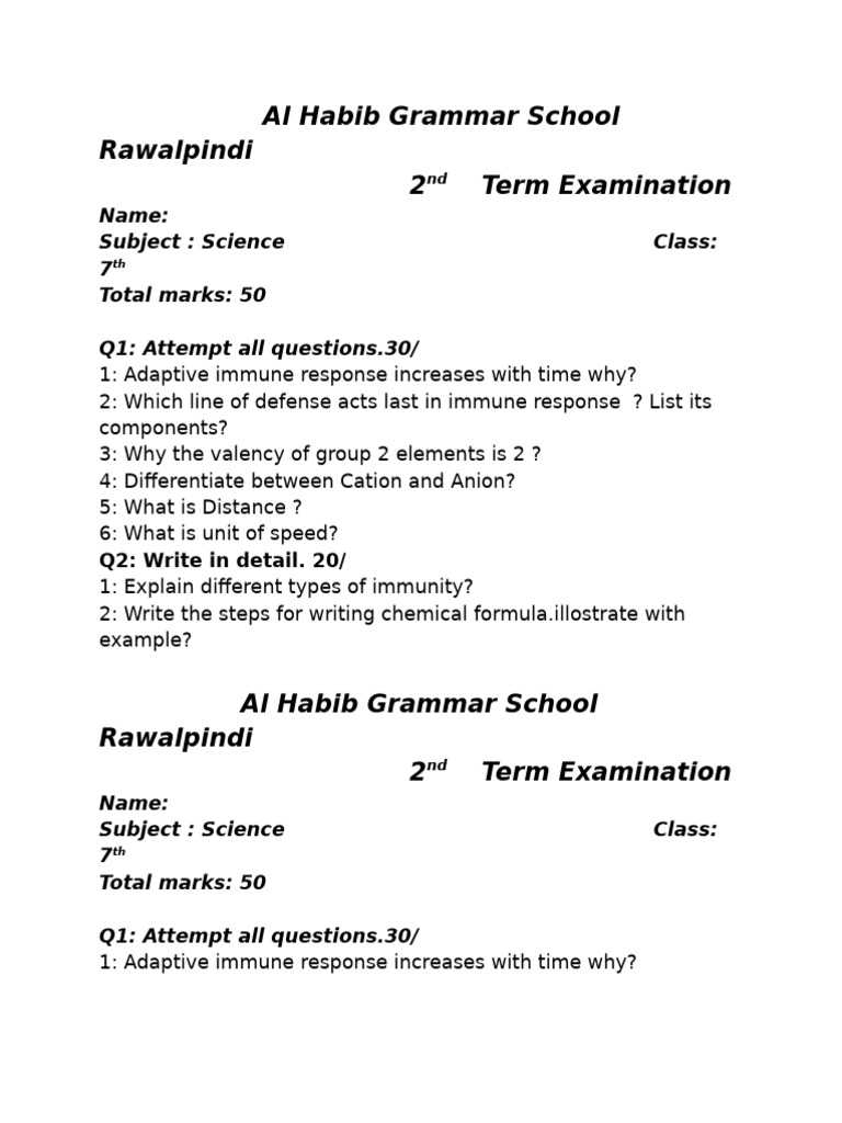 2nd Term Class 7th Science | PDF