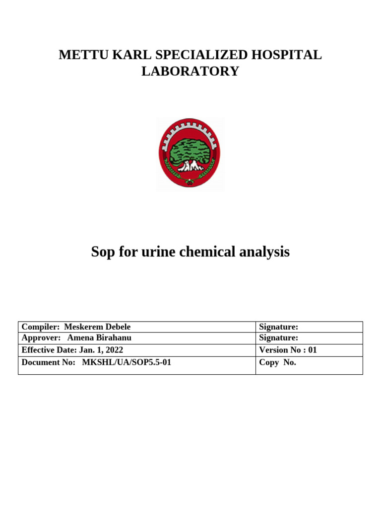 MKSHL-UA-Sop5.5-01 Sop For Urine Chemical Stirip | PDF
