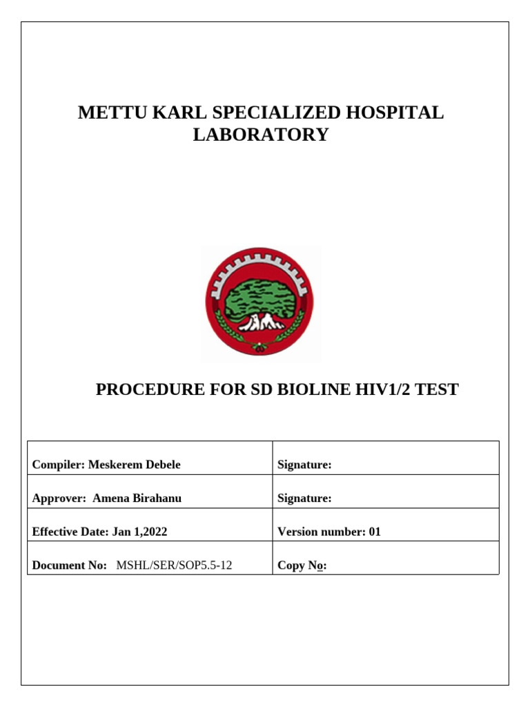 MKSHL-sero-sop5.5-12 Sop For SD | PDF | Hiv | Hiv/Aids