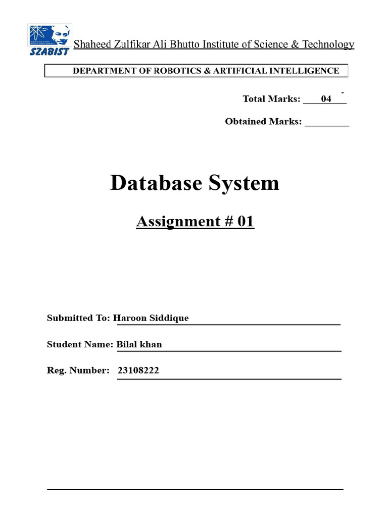 Bilal Khan (23108222) DB A1 | PDF | Databases | Client–Server Model