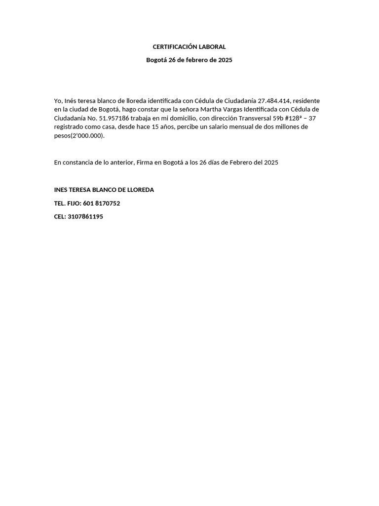 CERTIFICACIÓN LABORAL | PDF
