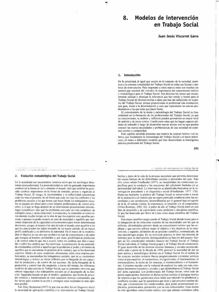 Modelos de Intervencion en Ts | PDF | Trabajo Social | Teoría