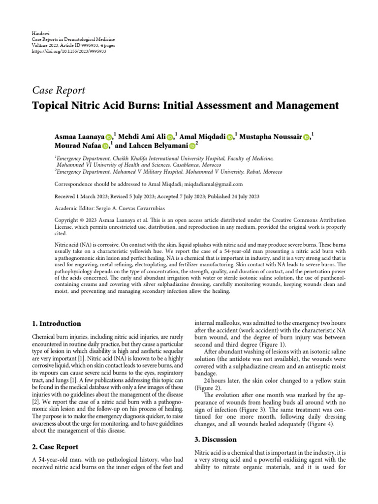 Topical Nitric Acid Burns Initial Assessment and M | PDF | Wound | Burn