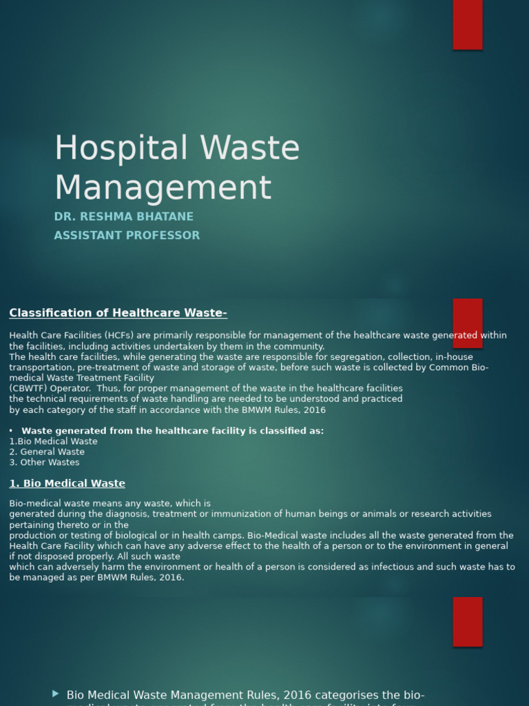 Hospital Waste Management Overview | PDF | Waste | Pollution