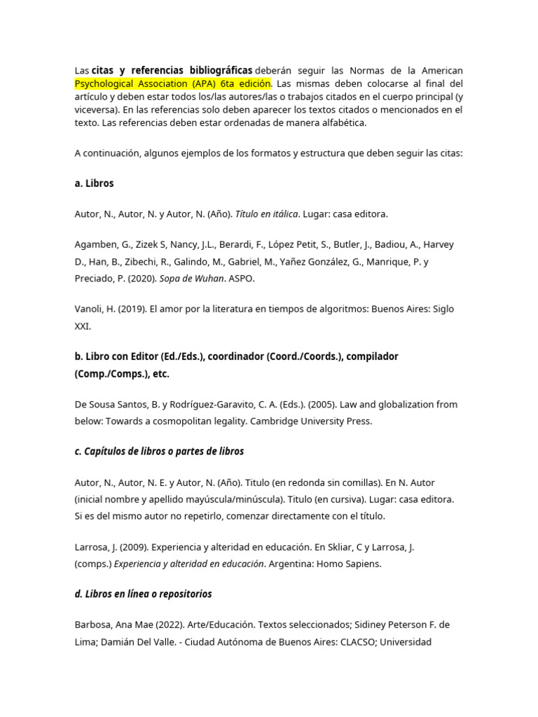 Reglas de formato APA 6ta edición | PDF | Estilo apa | Academia