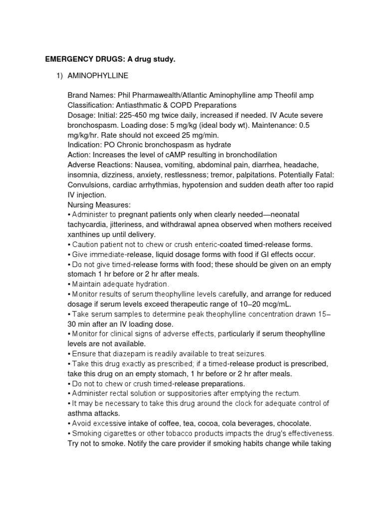 Emergency Drug Study: Guidelines for Administration and Monitoring of ...