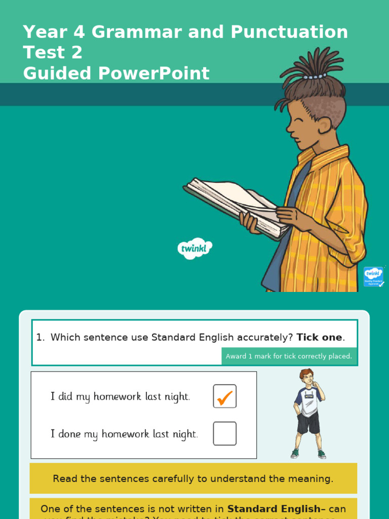 Year 4 English Grammar And Punctuation Test 2 Pdf English Language