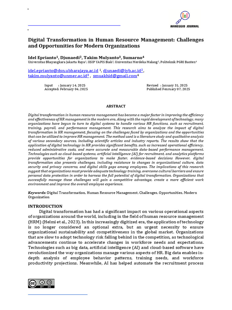 Digital Transformation in Human Resource Managemen | PDF | Human Resource Management | Computer ...