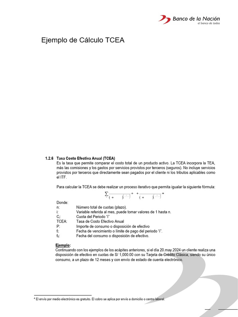 4. Ejemplo de TCEA | PDF | Interés | Hoja de balance