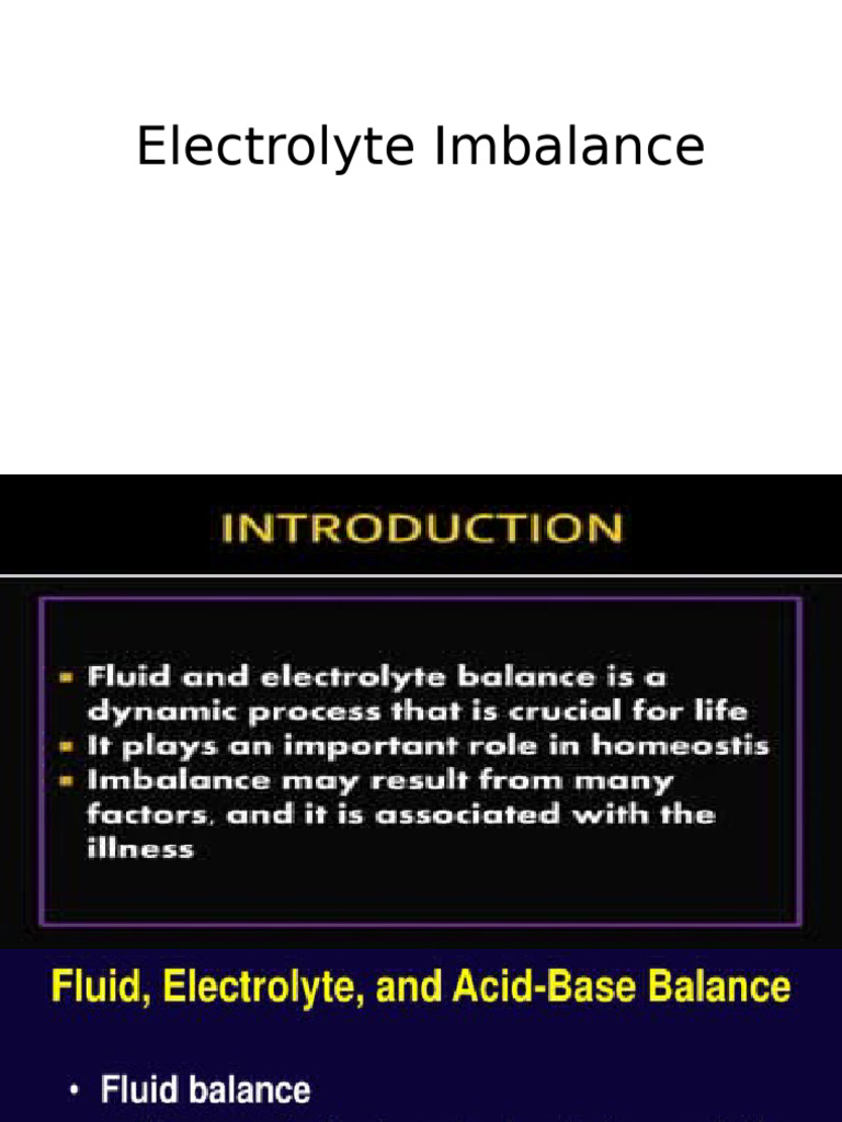 Understanding Electrolyte Imbalance | PDF | Electrolyte | Physiology