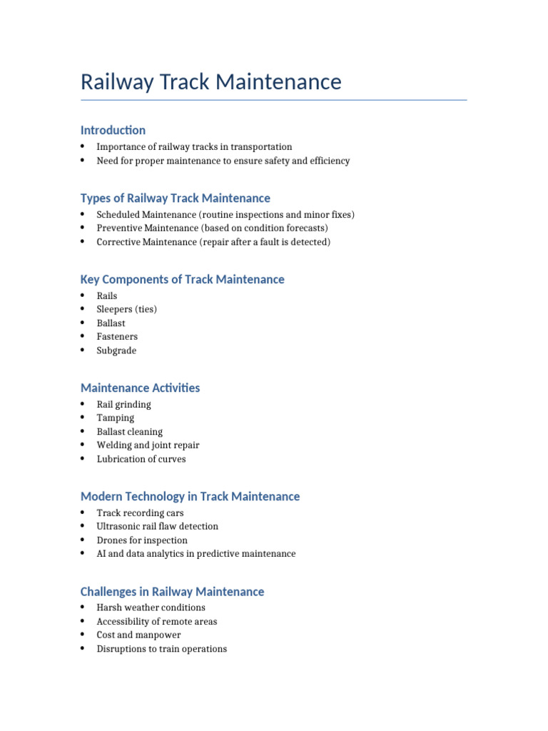 Types of Railway Track Maintenance | PDF