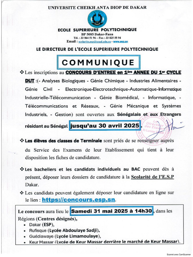 Avis Concours ESP 2025 | PDF