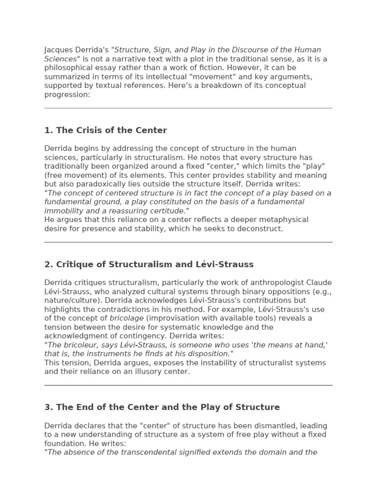 Jacques Derrida - Plot Summary | PDF | Contemporary Philosophy ...