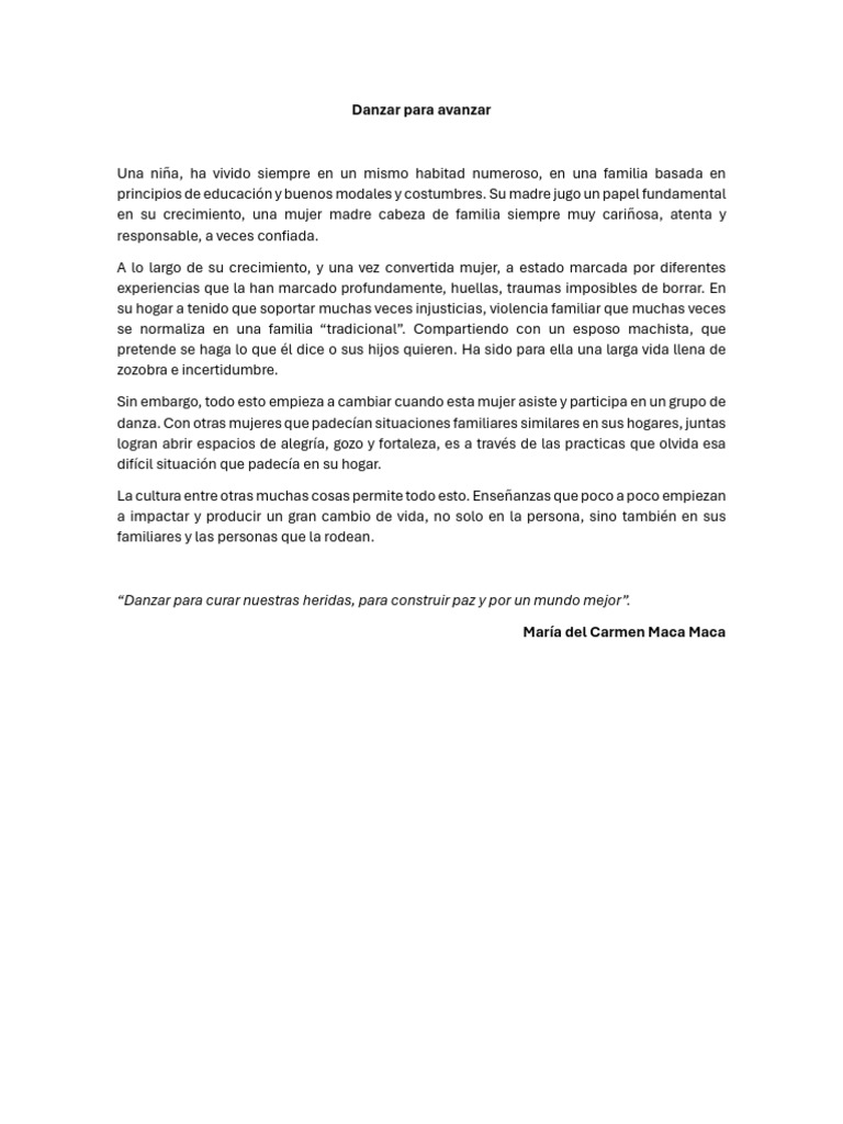 Danzar para Avanzar - Maria Maca | PDF