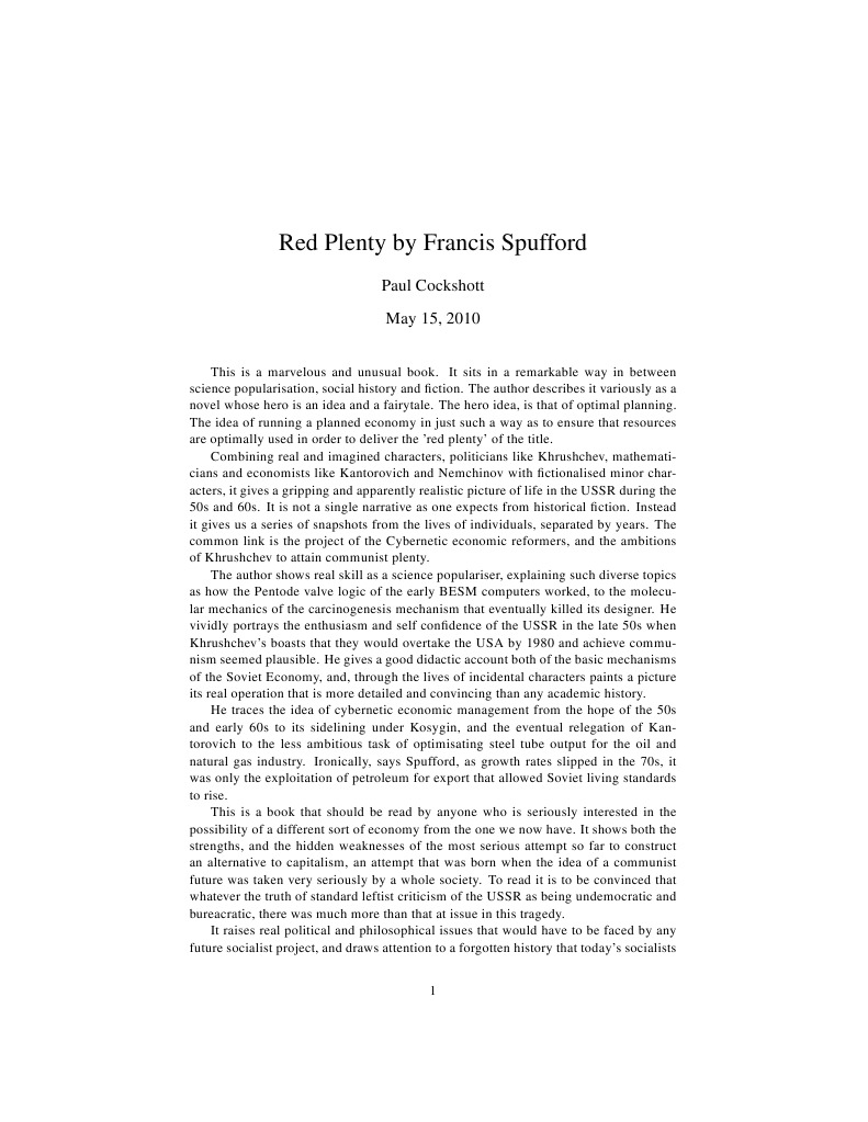 Red Plenty | PDF | Economics | Prices
