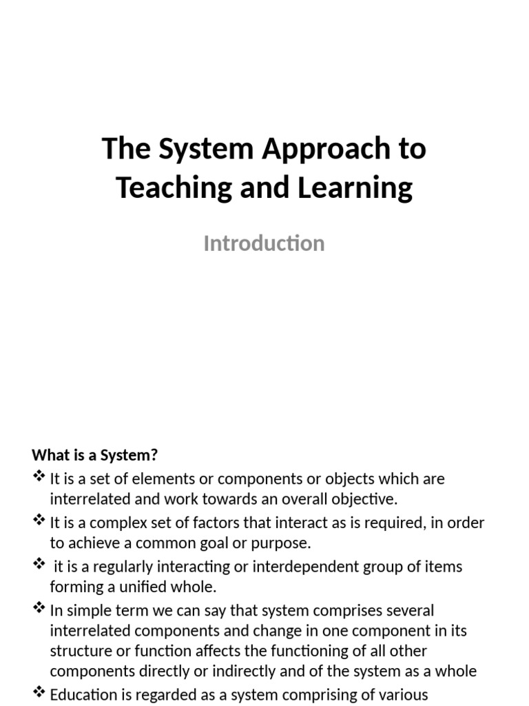 Systems Approach in Education Explained | PDF | System | Learning