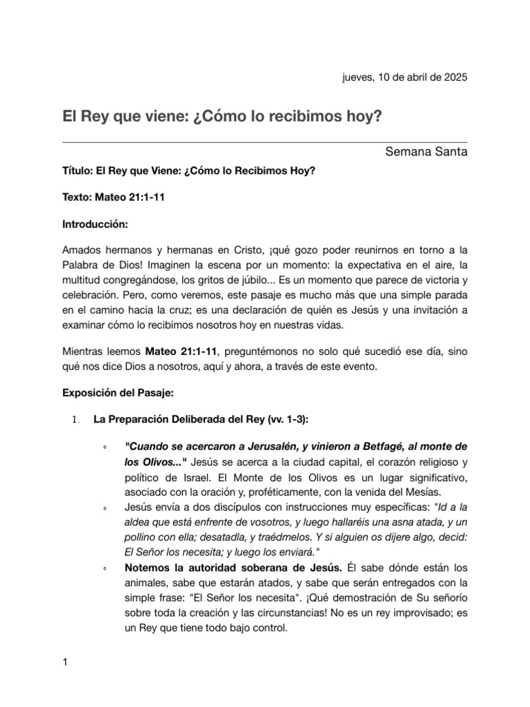 El Rey que viene ¿Cómo lo recibimos hoy | PDF | Jesús | Evangelio de Mateo