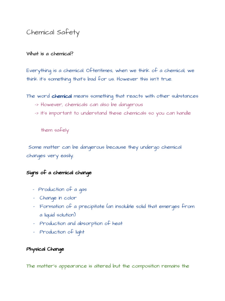 SNC1W - Chemical Safety | PDF