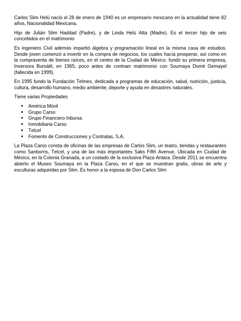 Carlos Slim Helú: 82 años de éxito | PDF