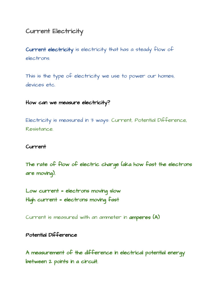 SNC1W - Lesson 03 - Current & Electrical Quantities | PDF