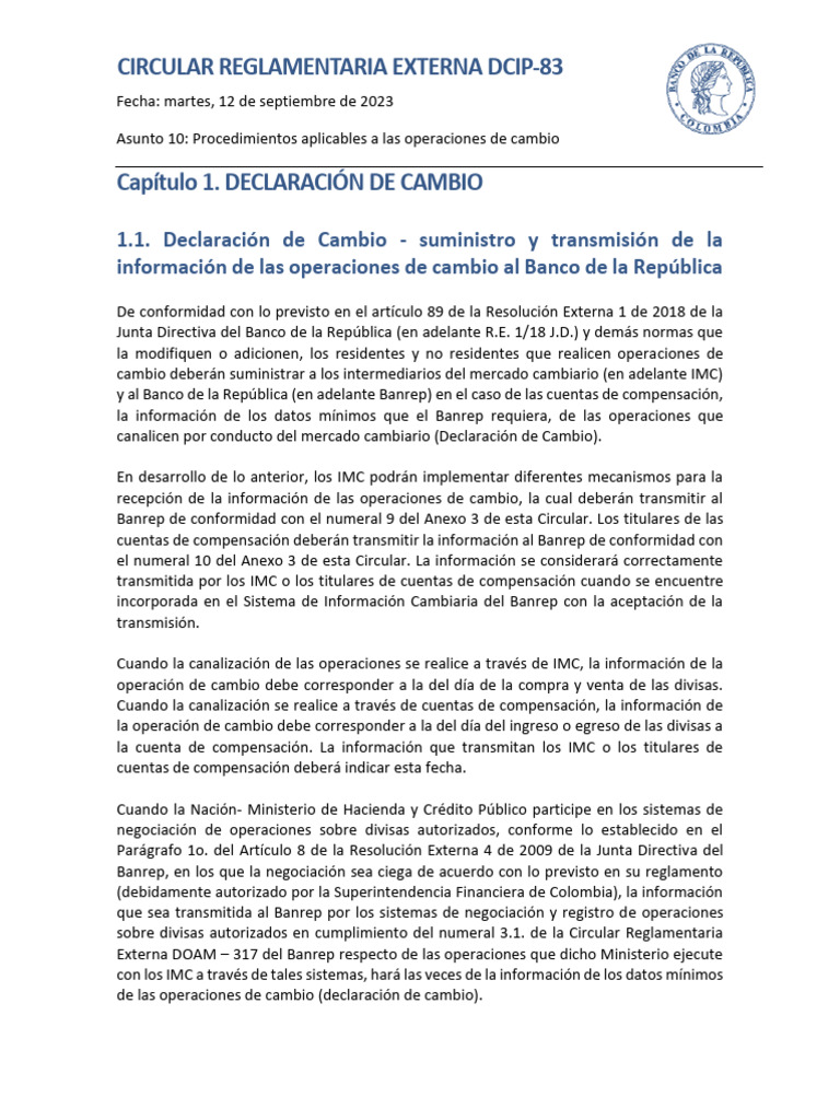 Dcip-83-Compendio-Capitulo1 REGIMEN CAMBIARIO | PDF | Tarjeta de débito | Moneda