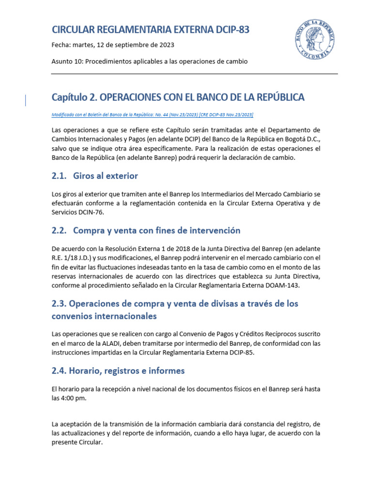 dcip-83-compendio-capitulo2-OPERACIONES DE CAMBIO SEGURIDAD REGLAMENTARIA | PDF | Bancos ...