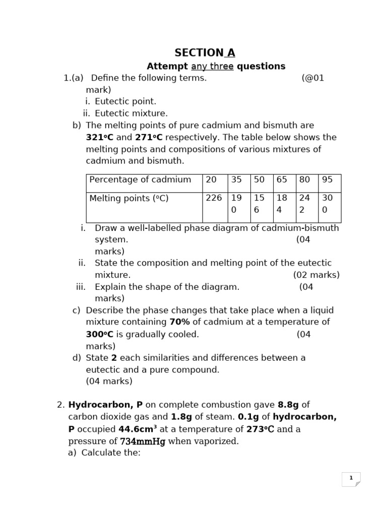 Set 27 Chemistry [Paper] 2 | PDF | Hydrocarbons | Melting Point