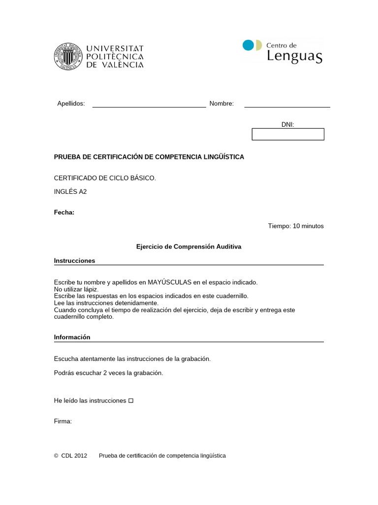 ExamenFinalA2 Enero2012 Versionfinal | PDF | Lingüística | Ciencia ...