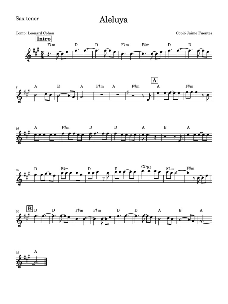 Aleluya para Teclado - Partitura PDF | PDF
