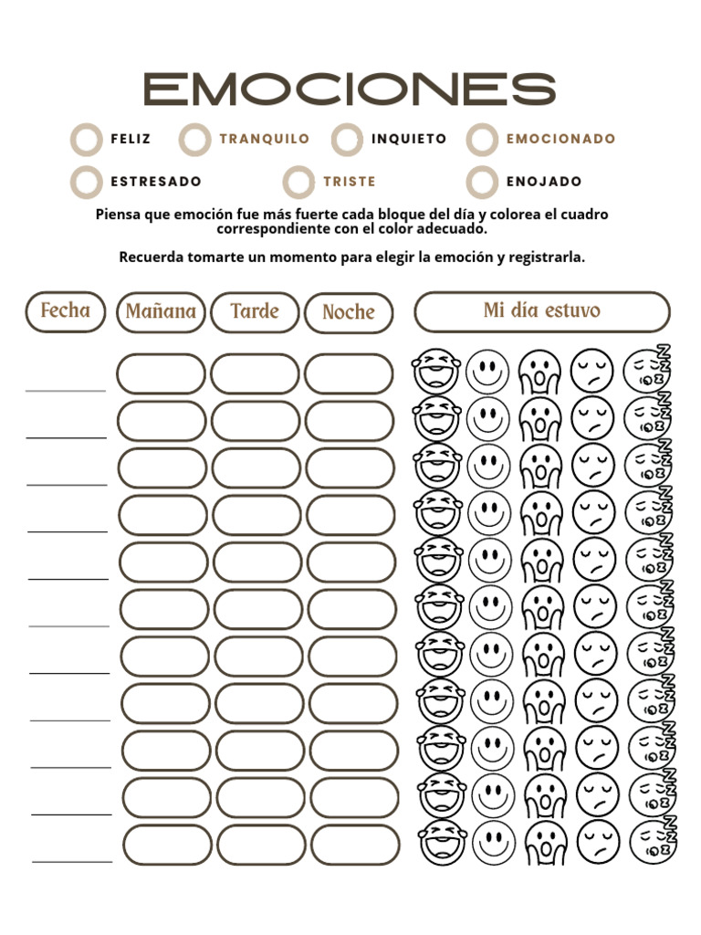 Plantilla de Emociones Diarias | PDF