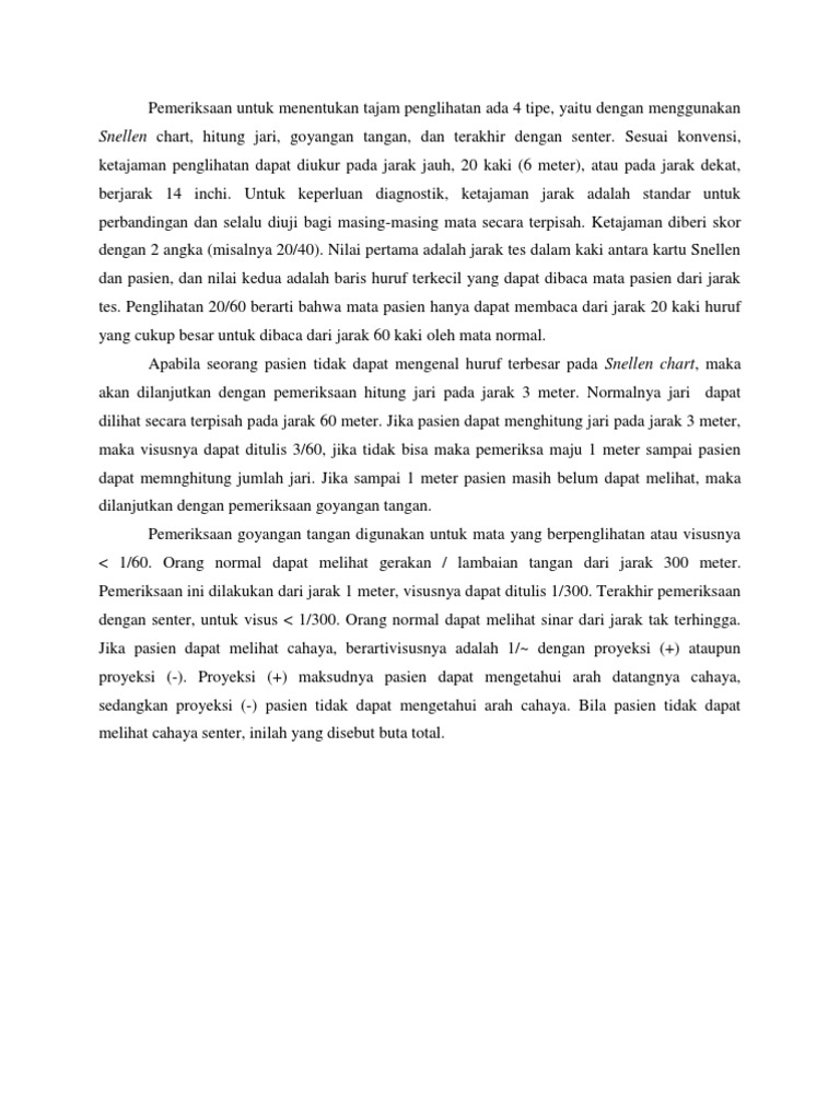 Interpretasi Snellen Chart | PDF