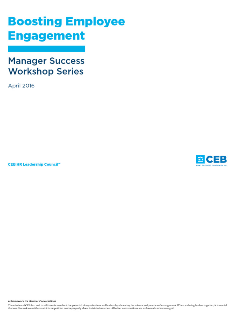 CEB - Manager Success Workshop - Boosting Employee Engagement ...