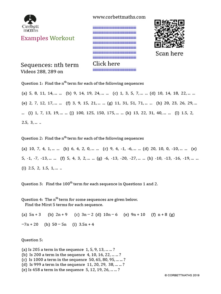 Linear Sequences Worksheet | PDF | Mathematics | Mathematical Analysis