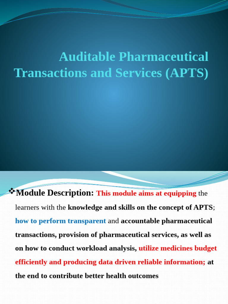 APTS Training for Improved Pharmacy Services | PDF | Pharmacy | Inventory