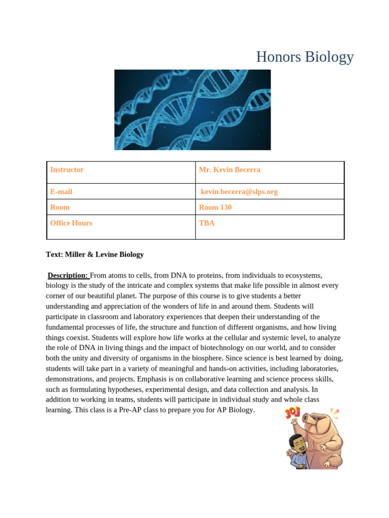 Honors Biology Course Overview | PDF | Heredity | Genetics