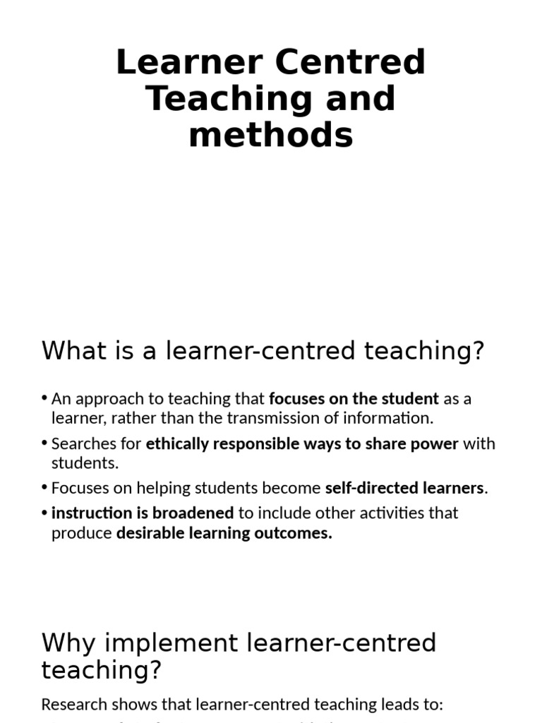 Learner Centered Teaching and Methods | PDF | Educational Assessment | Learning