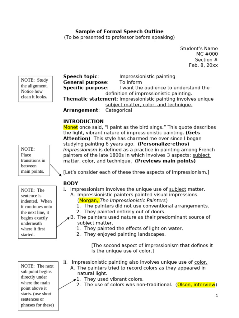 Samples Formal Outline Keyword Outline Citation Sources | PDF ...