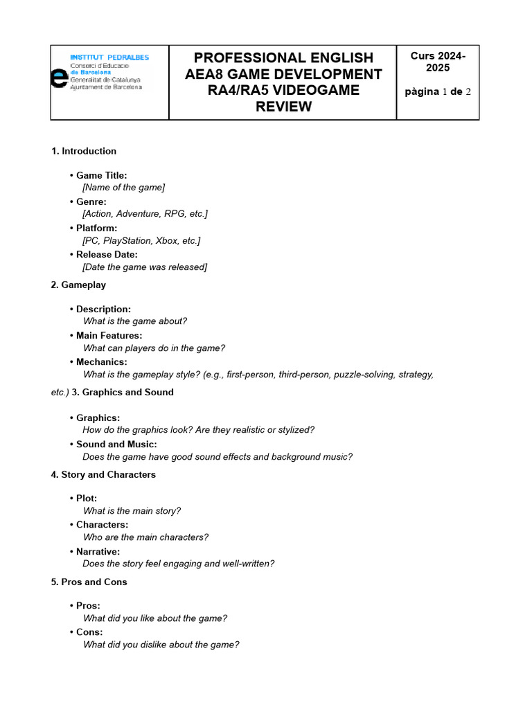 RA4 RA5 Videgame Review | PDF