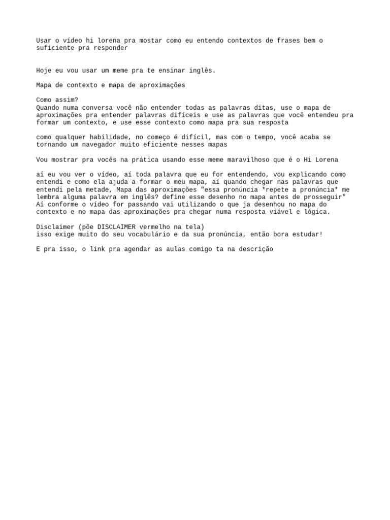Aprendendo Inglês com Hi Lorena | PDF