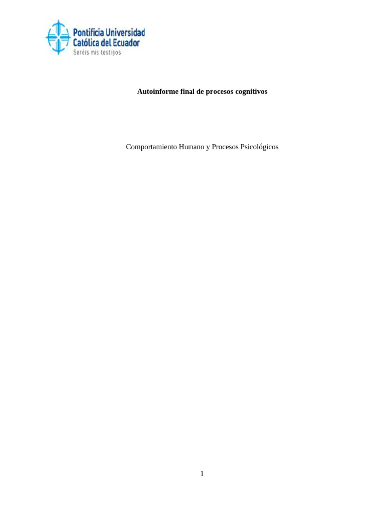Autoinforme sobre Procesos Cognitivos | PDF | Pensamiento | Las emociones