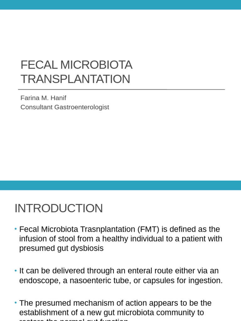 Fecal Microbiota Transplantation Overview | PDF | Immunodeficiency ...