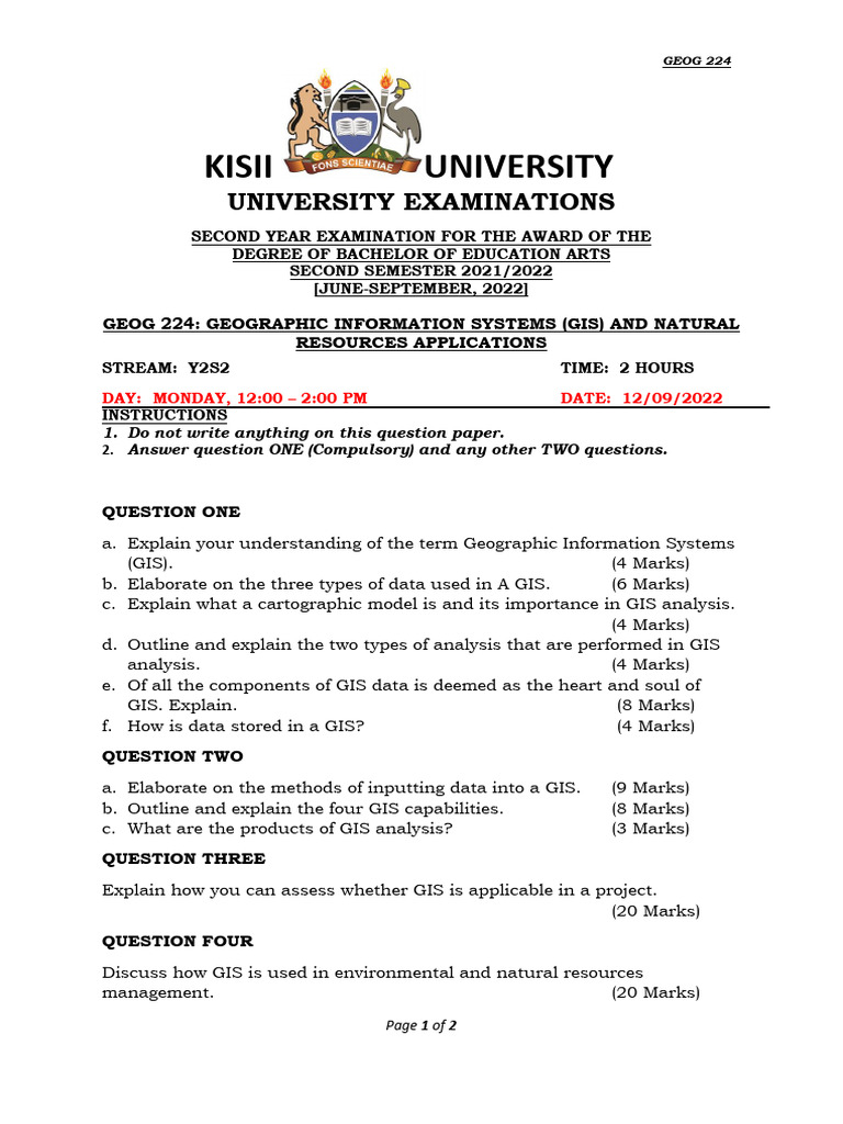 GIS and Natural Resources Exam Guide | PDF