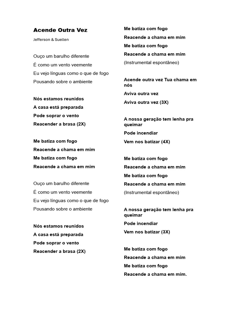 Hino Acende Outra Vez - Letra | PDF