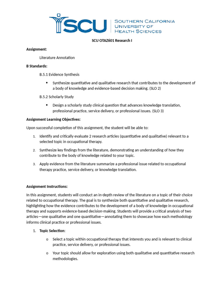 Research 1 Assignment-Literature Annotation | PDF | Methodology ...