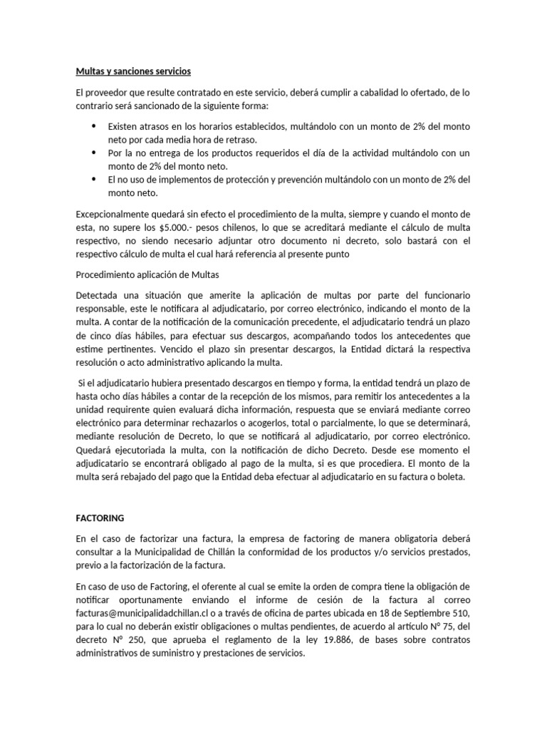 Multas y Sansiones Servicio Amplif - Alimentacion | PDF | Multa (pena) | Factura