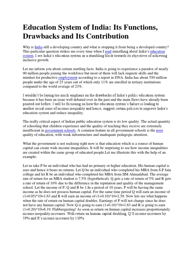 Education System of India | PDF | International Student | Economic ...