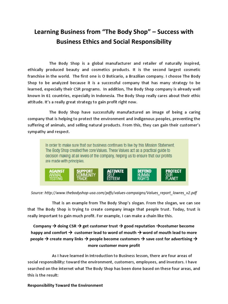 Body Shop | PDF | Corporate Social Responsibility | Employment